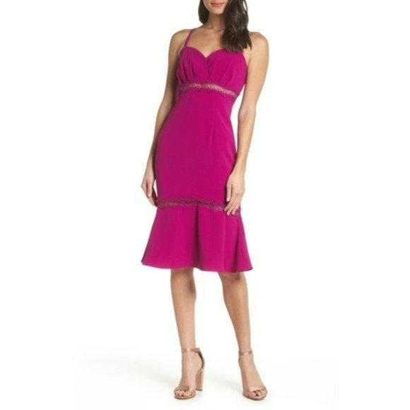 foxiedox | Dresses | Foxiedox Iris Lace Inset Cocktail Sheath In Purple ...